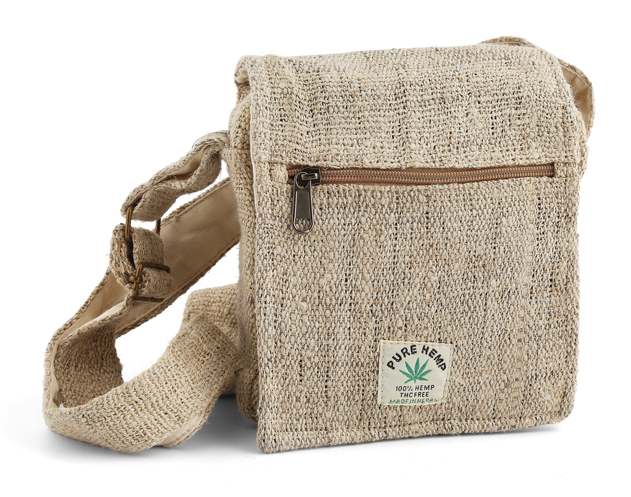 Hemp Sidepack - Natural Boho Crossbody Bag for Women or Men