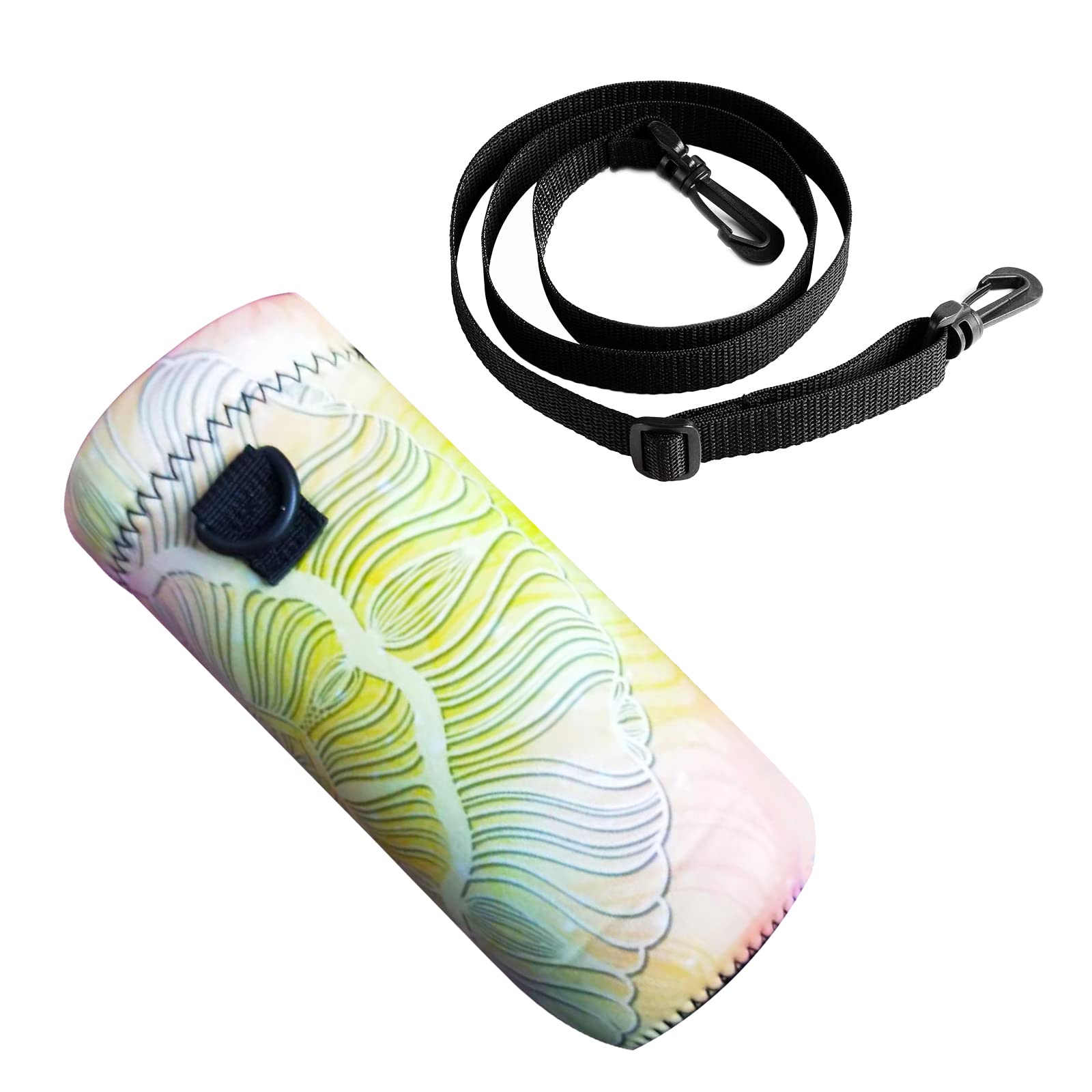 HEABPY Neoprene Water Bottle Carrier ,Water Bottle Strap,Fits 500ml 750ml 1000ml Glass, Plastic, Meta Bottle, Holder with Shoulder Strap,Pouch, Pocket & Carrying Handle (1000ML, Colorful Mandala)