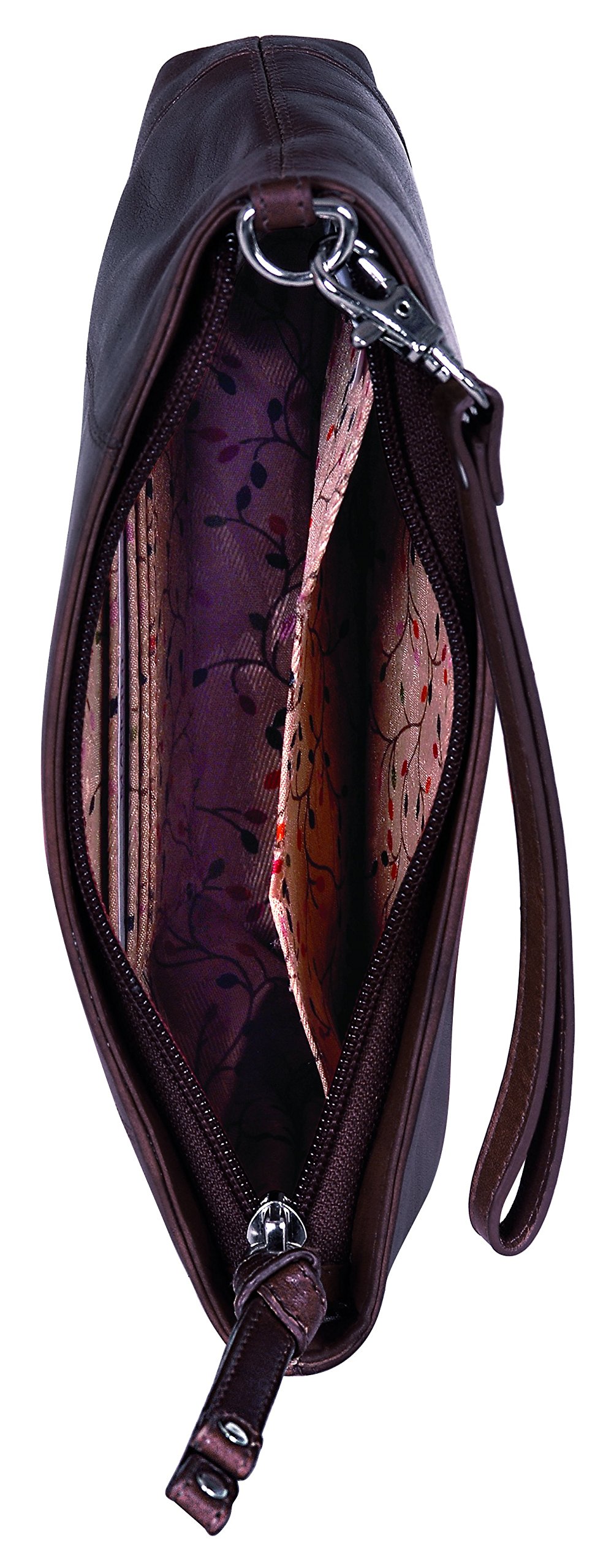 Mancini Leather Goods Casablanca Collection: Ladies’ Small RFID Wristlet (Brown)