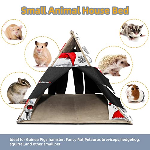 enheng Small Pet Hideout Santa Skull Christmas Hamster House Guinea Pig Playhouse for Dwarf Rabbits Hedgehogs Chinchillas