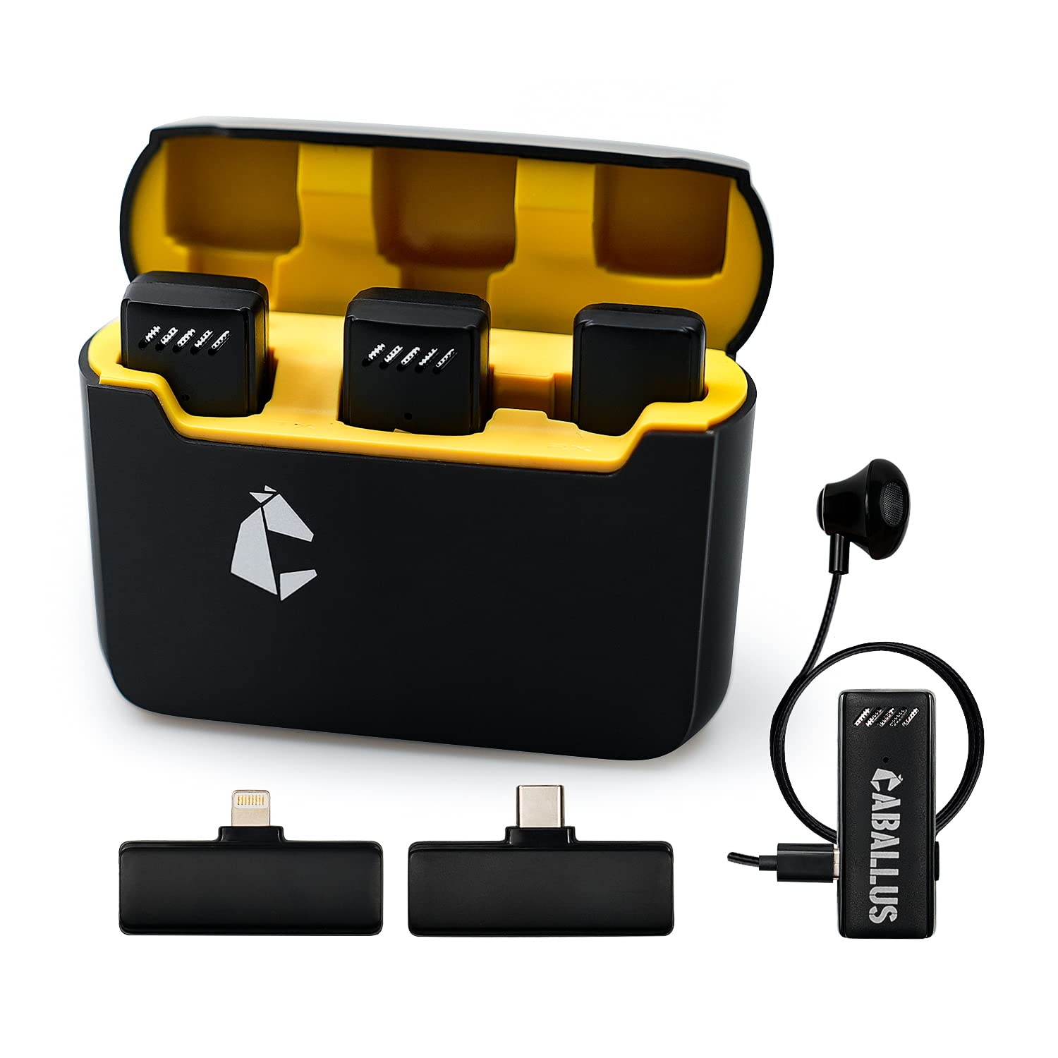 Caballus Wireless Lavalier Microphones for iPhone iPad Android with Charging Case, Professional Wireless Lapel Mic for TikTok YouTube Live Stream Vlog Video Recording