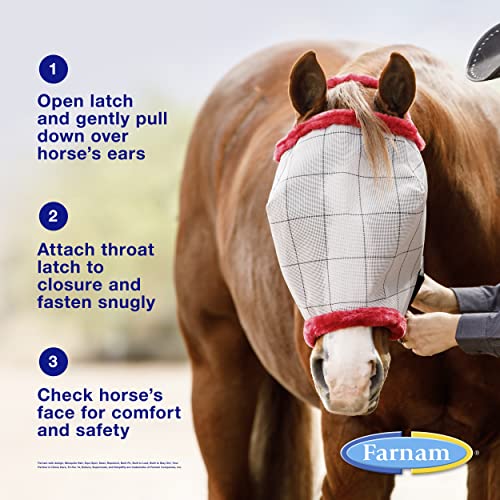 SuperMask II Fly Mask Without Ears for Smaller Horses or Arabian Horses, Full Face Coverage and Eye Protection from Insect Pests, Structured Classic Mesh with Plush Trim, Small Horse/Arabian Size