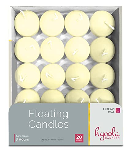 HYOOLA Premium Ivory Floating Candles 1.75 Inch - 3 Hour - 40 Pack - European Made