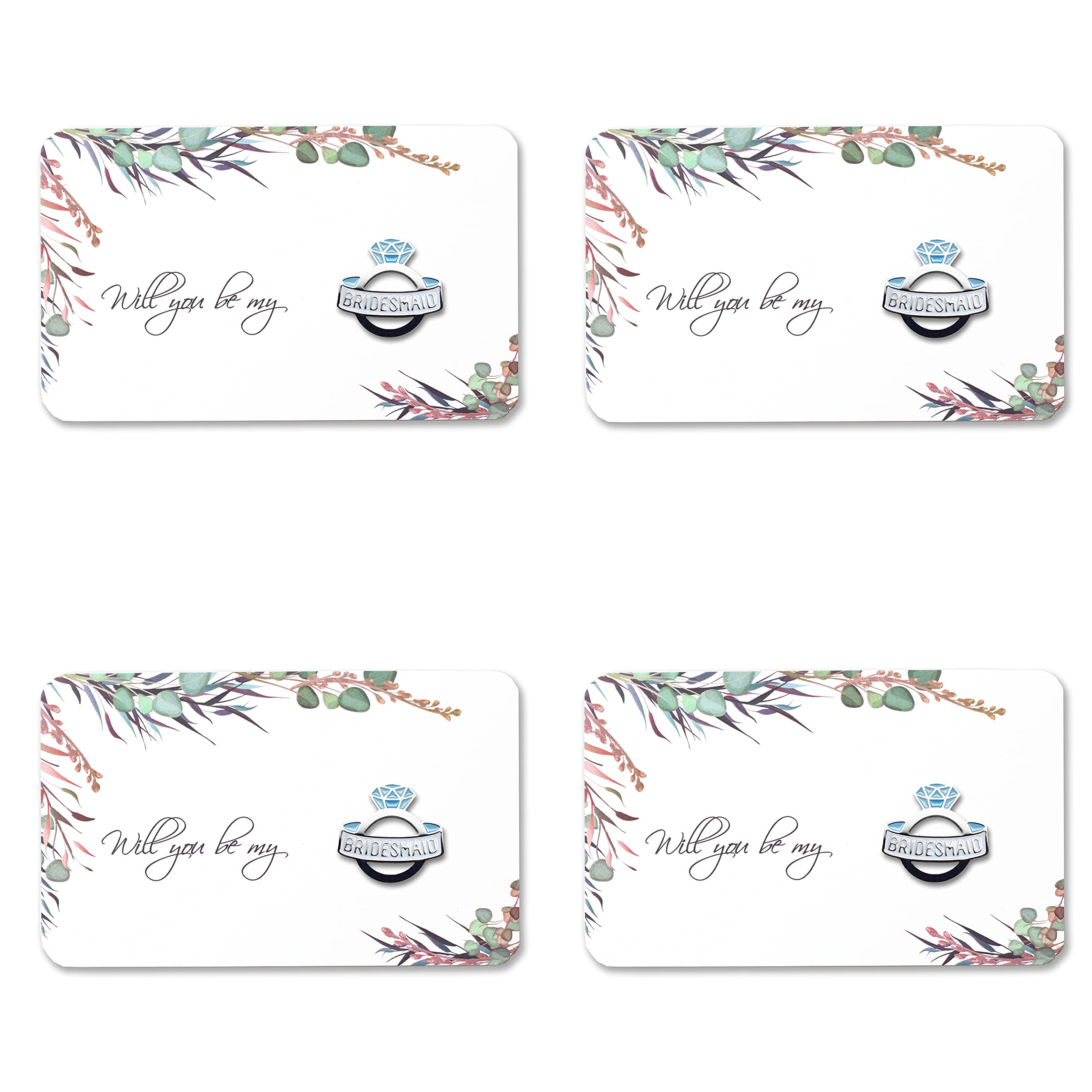 Bridesmaid Gift Pins Silver Shaped ("Bridesmaid" set of 4, Silver Colored) - Proposal Gifts for Bridesmaid and Maid of Honor - Brooch Pins for Clothing - Wedding Bridal Supplies