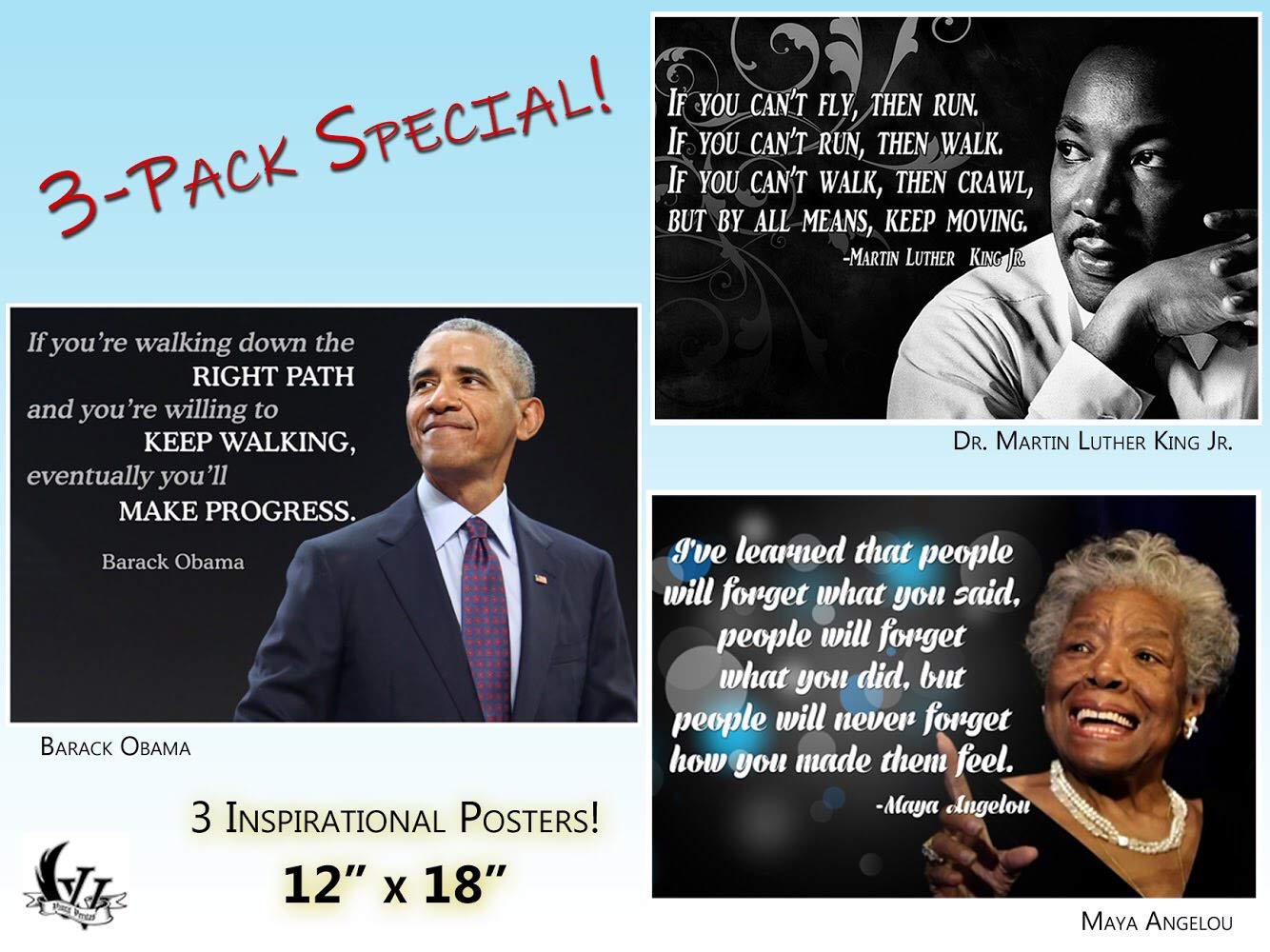 Black History Month Posters 3 PACK MLK Martin Luther King Jr Poster Barak Obama Posters Classroom Posters Growth Mindset Teacher Decorations Wall Art African American Art Black Art Wall Art PP03