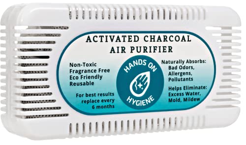 HANDS ON HYGIENE Refrigerator Air Purifier - Natural Activated Charcoal - More effective than baking soda - Eliminates odors from refrigerators, freezers, coolers and lunch boxes. (4)