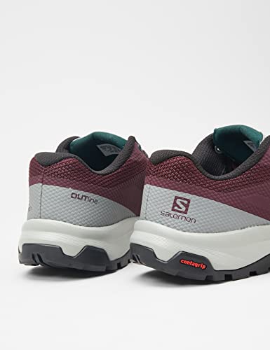 Salomon Outline Hiking Shoes for Women, Wine Tasting/Quarry/Green Gables, 6