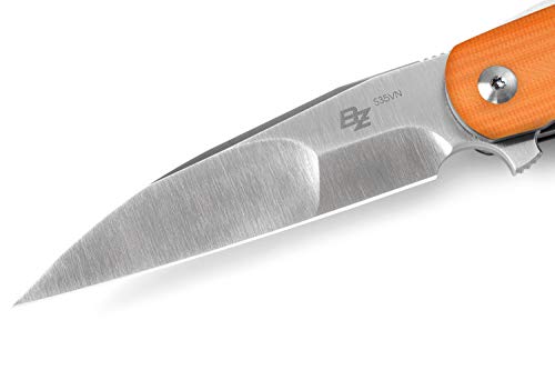 DROP + Brad Zinker Dogtooth Liner Lock Folding Pocket Knife, Orange g10 / Satin