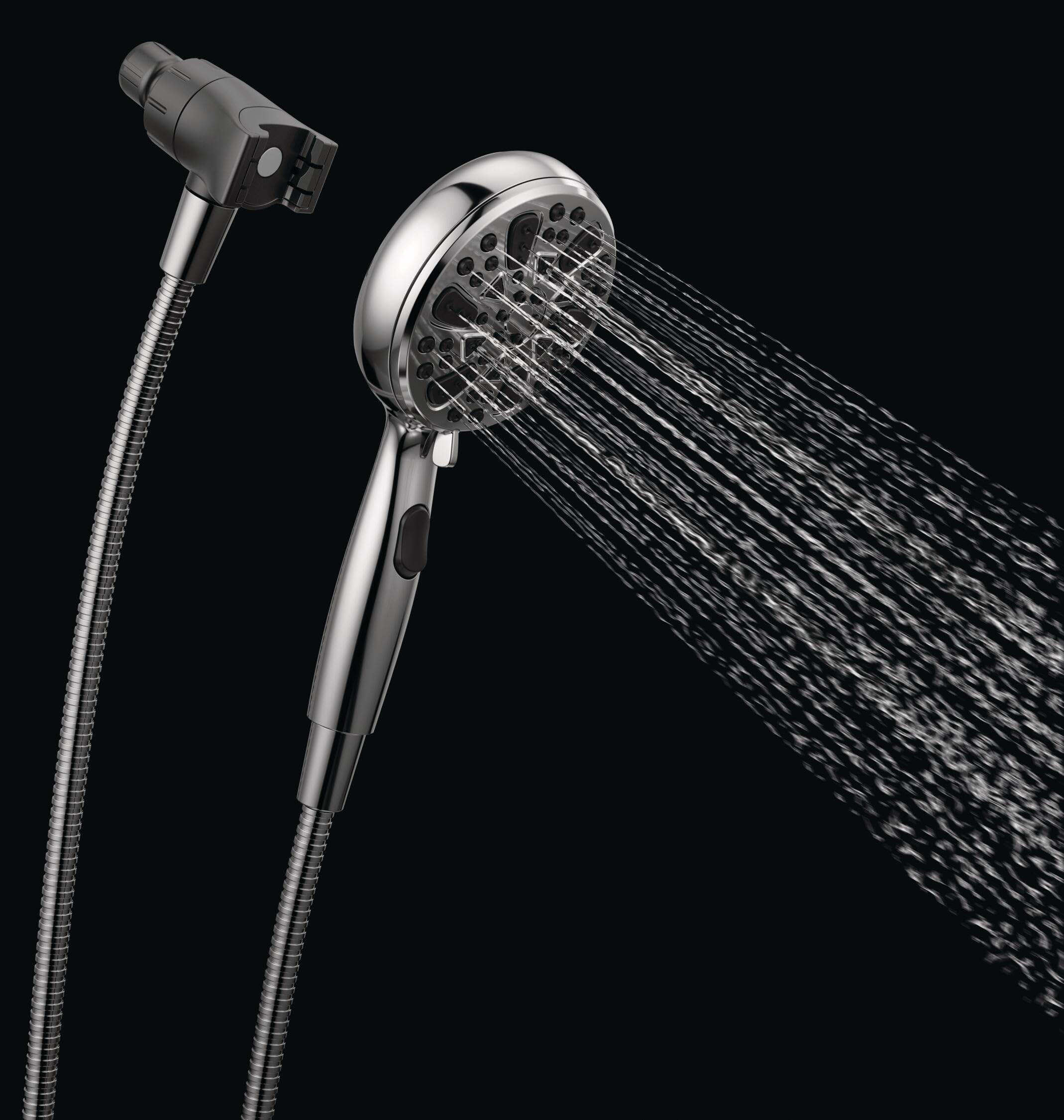 Delta Faucet 6-Setting SureDock Magnetic Shower Head with Handheld Spray, Chrome Shower Head with Hose, Round Shower Head, Showerheads & Handheld Showers, MagnaTite Docking, Chrome 75609
