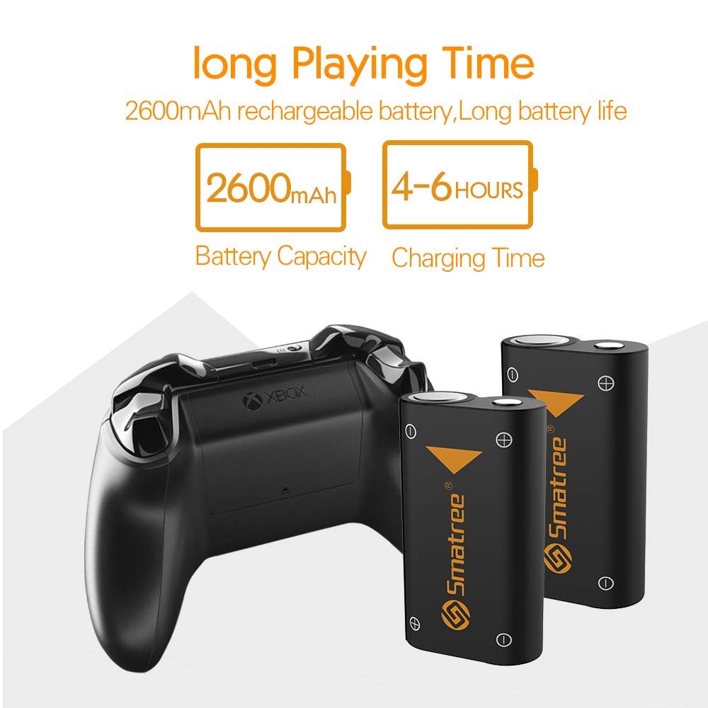 Smatree 2x2600mAh Rechargeable Battery Pack Compatible with Series X|S/Xbox One/Xbox One S/Xbox One X/Xbox One Elite Controller(2 Pack)