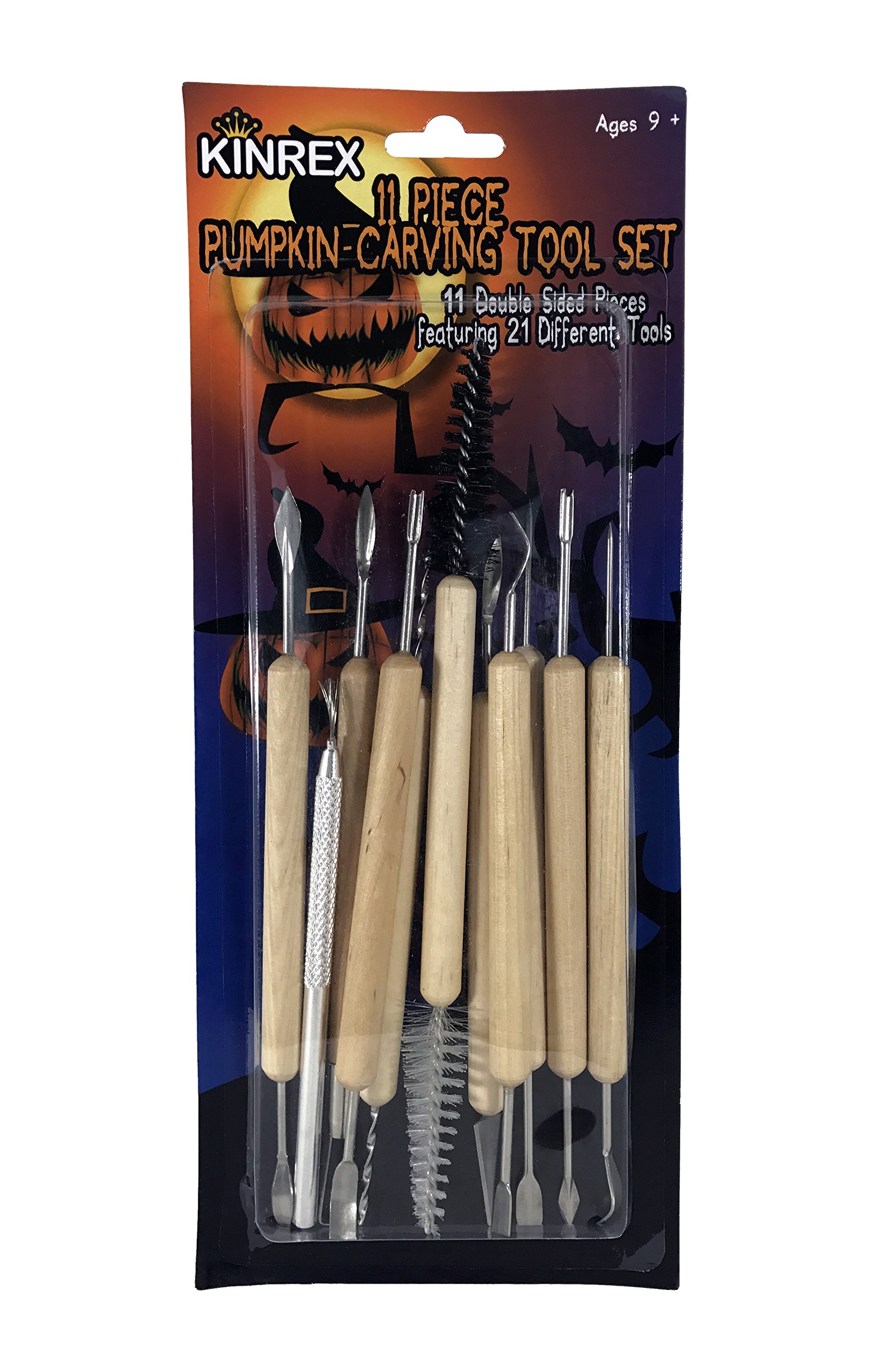 Halloween Pumpkin Carving Tool Kit – Heavy Duty Knife Sets Jack-O-Lantern Halloween Sculpting, Decorating Carve for Kids & Adults, 11 Double Sided Pieces with 21 Tools