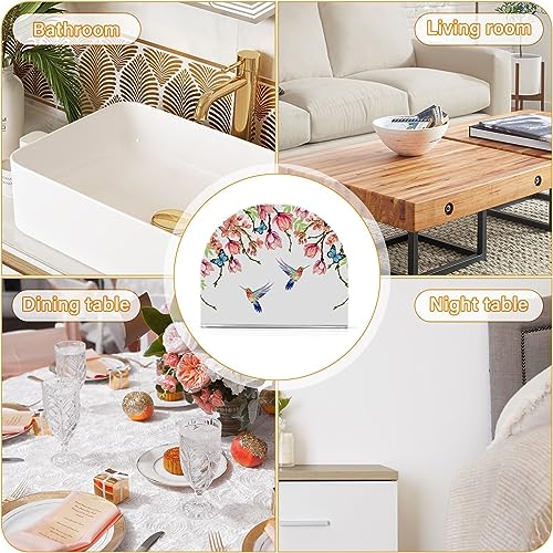 Napkin Holder, Clear Acrylic Paper Napkin Holders Tropical Flowers Butterfly Hummingbird Tissue Box Dispenser Stand Tabletop Space Saver Upright Napkin Towel Holders for Kitchen Restaurant Home Decor