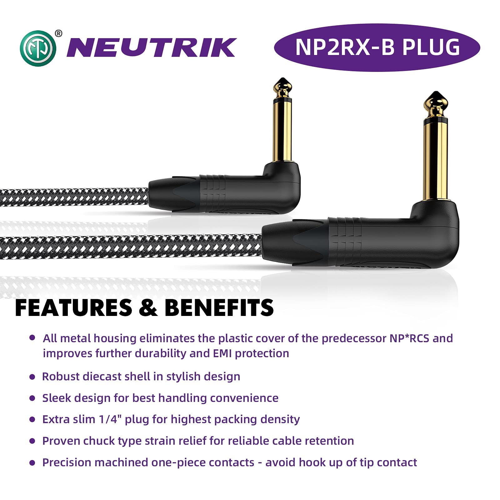 MOBIATOR Guitar Cable 20 ft Instrument Cable, World-Renowned Neutrik Gold Connector 1/4 Inch Right Angle Guitar Cables, Guitar Cord Amp Cable for Electric Guitar, Bass, Mandolin, Pro Audio
