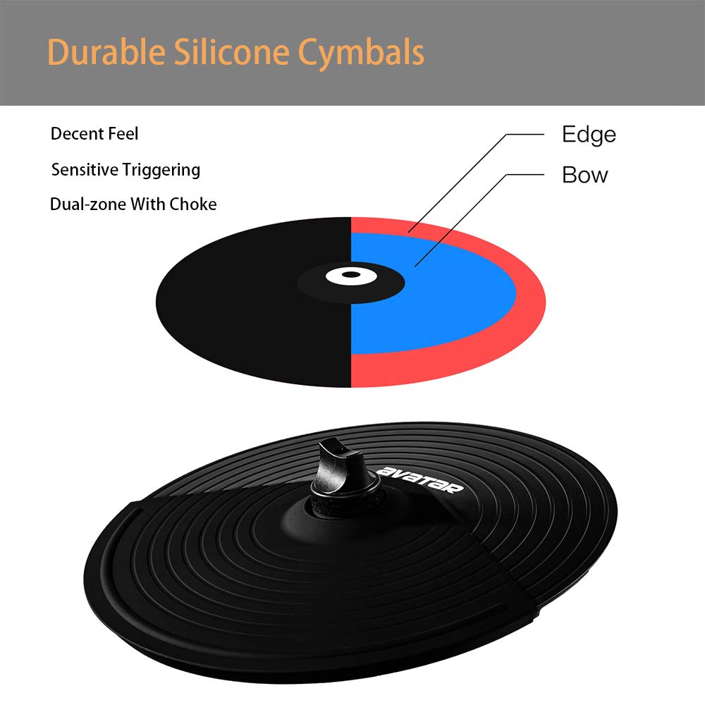 HXW 10" Dual-zone Cymbal With Choke Universal Expansion Cymbal Bundle for Electronic Drum Set