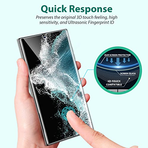 EGV [3 Pack] Screen Protector for Samsung Galaxy S22 Ultra 5G, 3D Curved Full Coverage Soft TPU Film [Support Fingerprint Reader] Scratch-proof [Alignment Tool] S22 Ultra Screen Protector Transparent