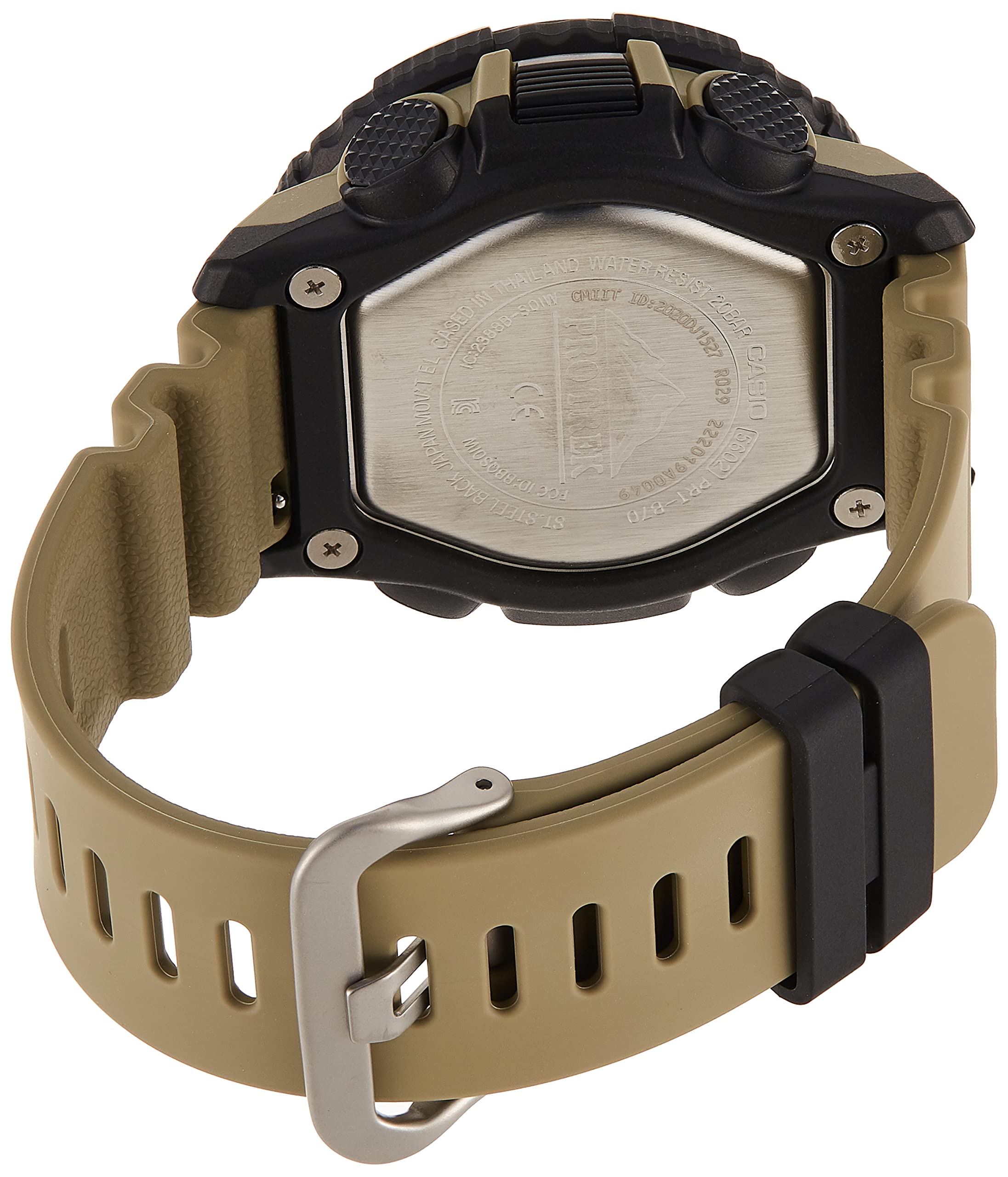 Casio Men's Pro Trek Bluetooth® Connected Angler Line Quartz Sport Watch with Resin Strap, Khaki, 22.5 (Model: PRT-B70-5CR)
