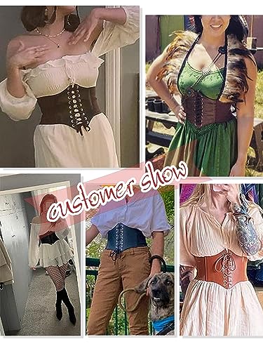 HANERDUN Lace-up Waspie Corset Belts for Women Elastic Waist Belt Tied Retro Wide Belt