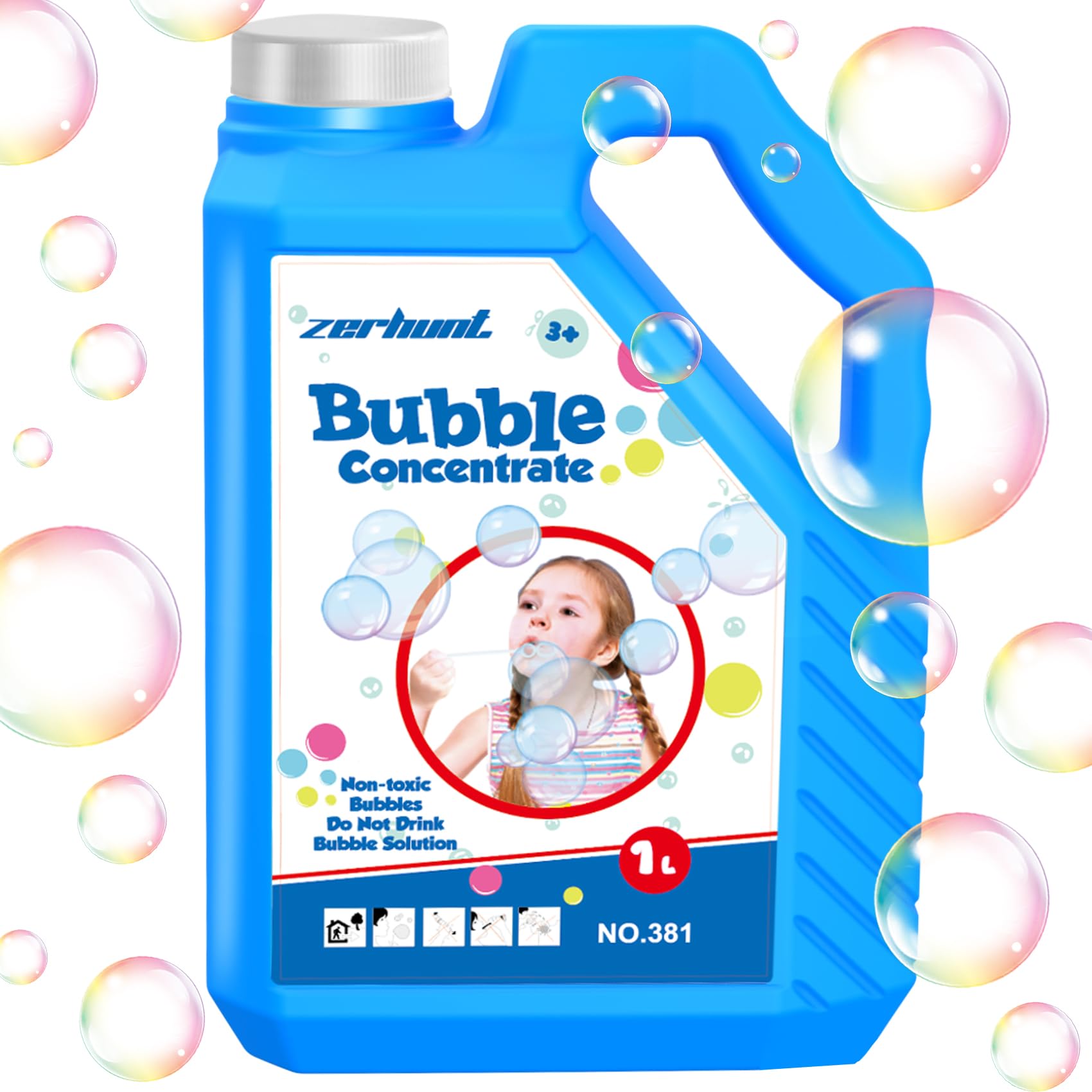 Bubble Machine Durable Automatic Bubble Blower and Zerhunt Bubble Solution: 33.8OZ Bubble Concentrate Solution for Bubble Machine