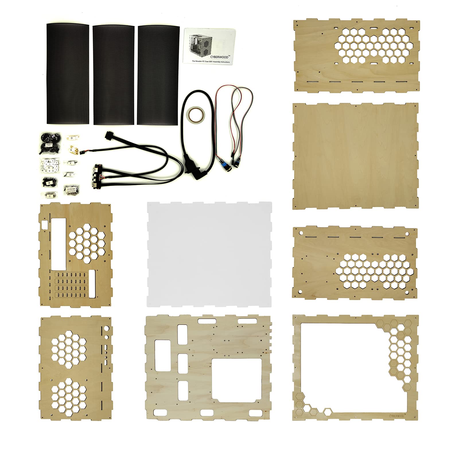 CYBERWOOD Mirco ATX PC Case, Mini Tower Computer Case with Acrylic Side Panel, Unique Wood Gaming PC Case for DIY, Wooden