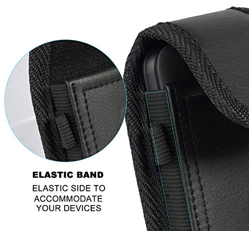 Flip Phone Case, Nakedcellphone Black Vegan Leather Vertical Pouch [with Belt Loop, Metal Clip, Magnetic Closure] for Alcatel Go Flip V, MyFlip, TCL Flip Pro Classic, Cingular Flip 4, Nokia 2720 2760