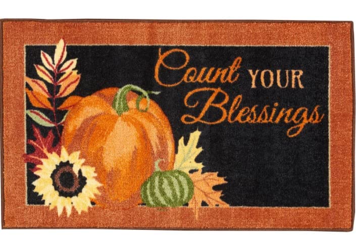 Nourison Welcome Fall Accent Rug, Polyester Hand Carved Plush Cut Pile, 18 x 30 Inches, Harvest Pumpkin, Sunflower, Leaves Design for Autumn and Thanksgiving Decorating
