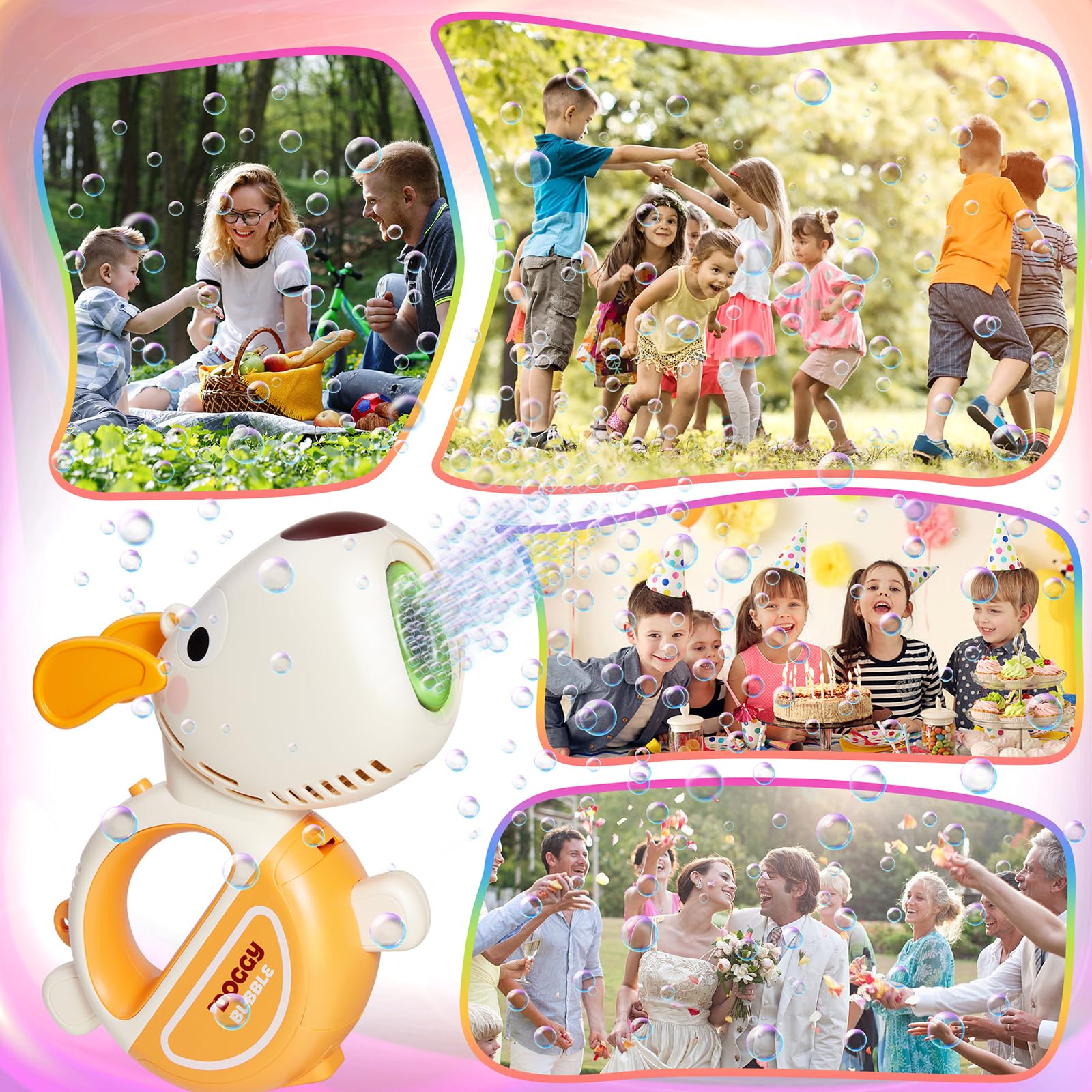 Bubble Machine Gun Toys for Toddlers, Bubble Makers for Kids Outside, Bubble Blower Blaster for Party
