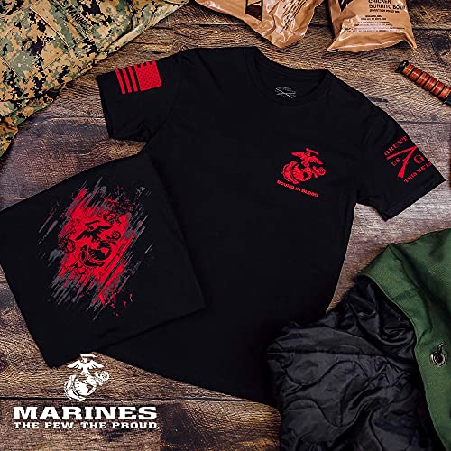 Grunt Style USMC Bound in Blood Men's T-Shirt (Black, XLarge)