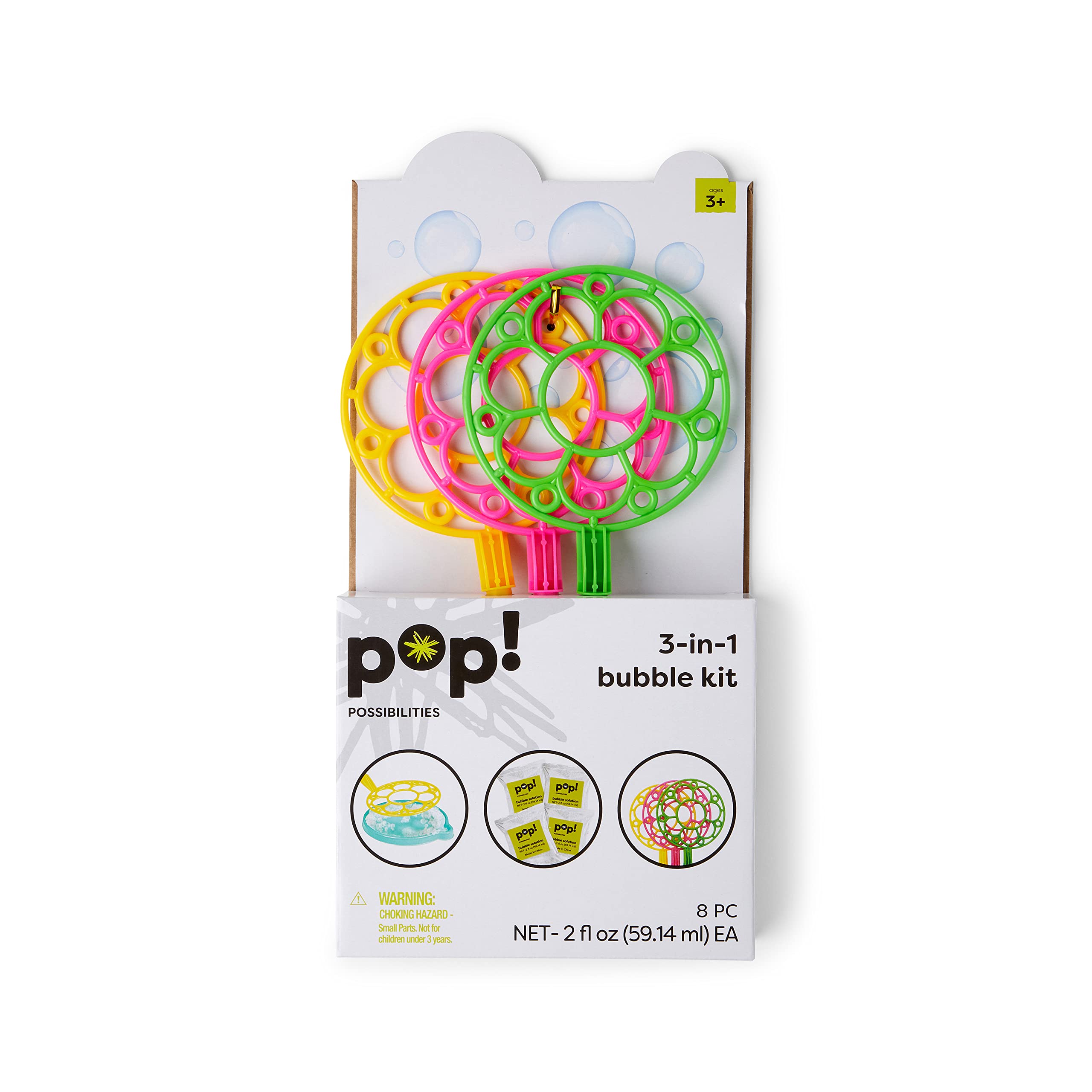 Bubble Wand Kit for Kids - Set of 3 Large Bubble Makers with Tray and Refill Solution - Outdoor Activities and Summer Toys for Blowing Bubbles