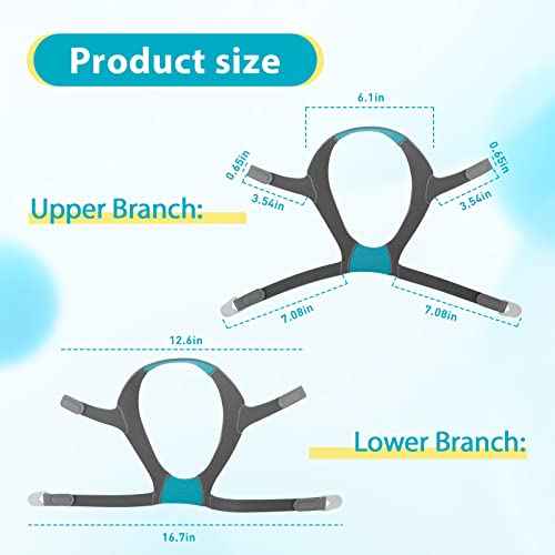PalpitateC N20 Replacement Headgear Compatible with AirFit N20 for Adjustable Home Mask Headband with Magnetic Headgear Clips (2 Pack)