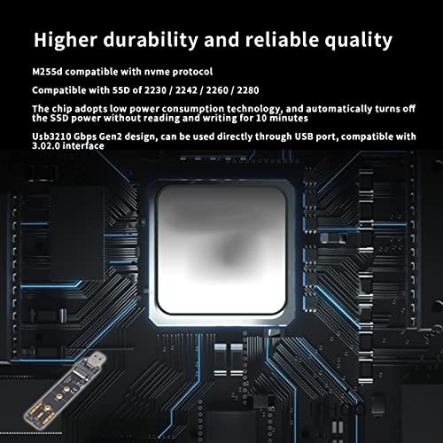 Carreteiro M.2 NVME SSD to USB3.2 GEN2 10Gbps Adapter M.2 NVME SSD Adapter for 2230 2242 2260 2280 NVME M.2 SSD RTL9210B