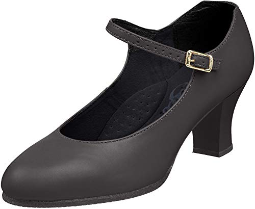Capezio Student Footlight Character Dance Shoes, Professional Dance Shoes For Women With Non-Slip Heel, Leather Upper & Comfortable Design, Stylish & Supportive Character Shoe - Black, Size 8.5