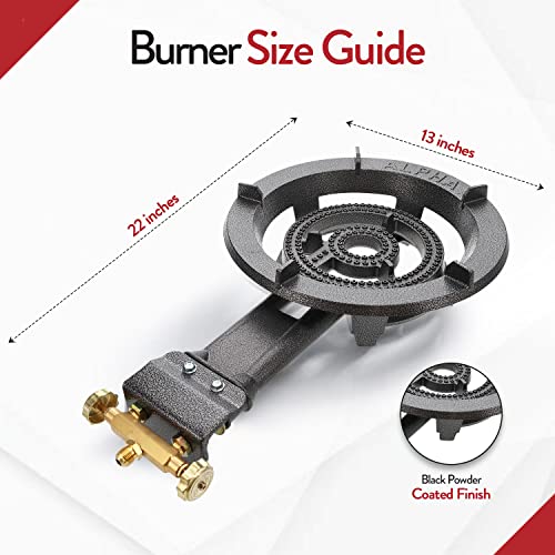 GasOne 13" Single Propane Burner, Cast Iron Wok Burner With 0-20 PSI Adjustable Regulator And Stainless Steel Hose