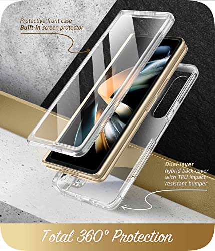 i-Blason Cosmo Series for Samsung Galaxy Z Fold 4 Case with Pen Holder 5G (2022), Stylish Protective Bumper Z Fold 4 Clear Case with Built-in Screen Protector (Clear)