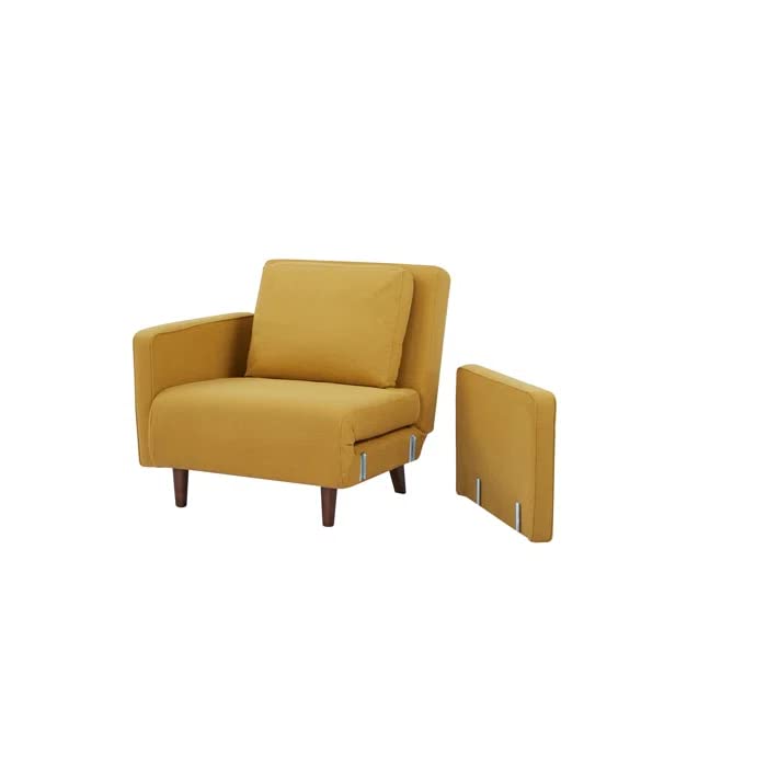 GIA Tri-Fold Convertible Polyester Chaise Sofa Bed with Removable Back Cushion and Legs, Yellow