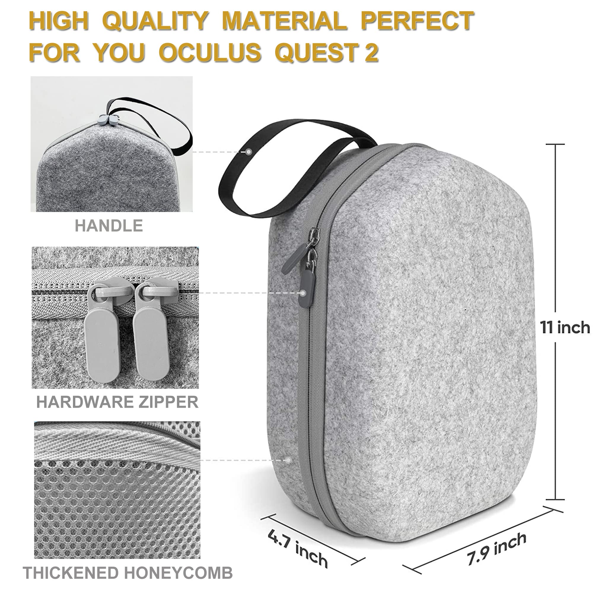 Carrying Case Accessories for Oculus Quest 2, Hard Carrying Case Compatible with Oculus Quest 2/Elite Strap Edition, Large Space Cover Storage Bag, Suitable for Travel, Home Storage
