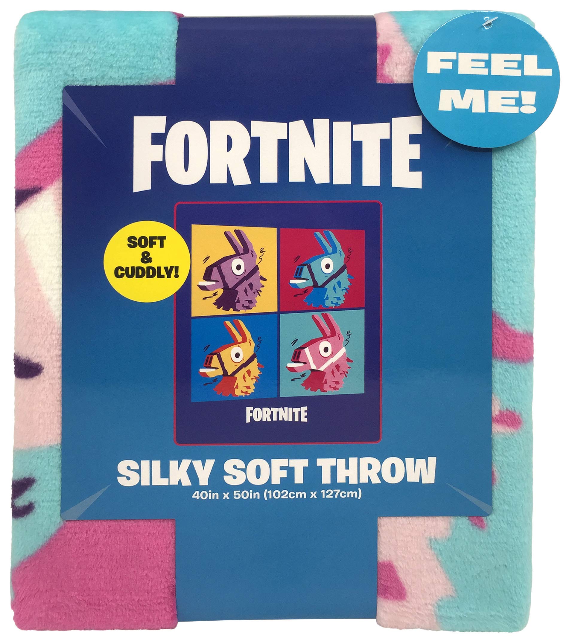 Fortnite Blue Llama Travel Blanket - Measures 40 x 50 inches, Bedding Features Warhol Design - Fade Resistant Super Soft Plush Fleece (Official Product)