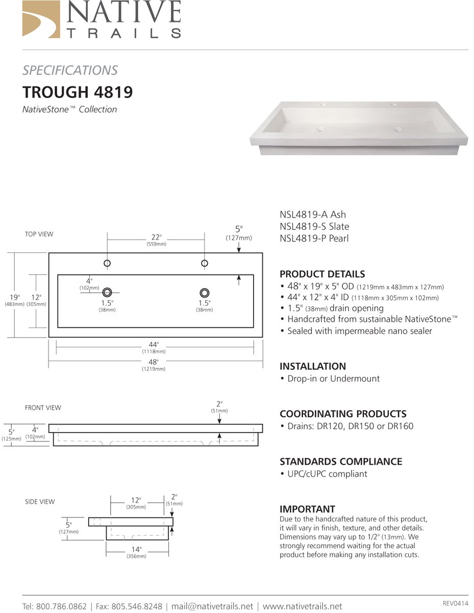 Handcrafted Rectangular Bath Sink in Pearl