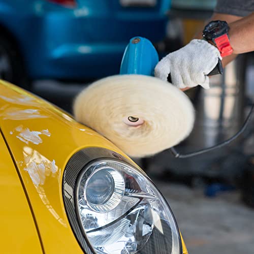 TCP Global -(Pack of 3) - 8" 100% Wool Hook & Loop Grip Buffing Pad for Compound Cutting & Polishing for Automotive, Marine and Epoxies