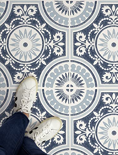 FloorPops 12-in by 12-in Blue Ezra Vinyl Peel & Stick Floor Tiles (10 Tiles), (10 sq.ft./Carton)