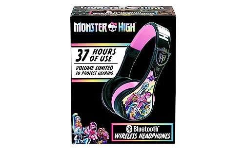 eKids Monster High Bluetooth Headphones for Kids, Wireless Headphones with Microphone Includes Aux Cord, Volume Reduced Kids Foldable Headphones for School, Home, or Travel