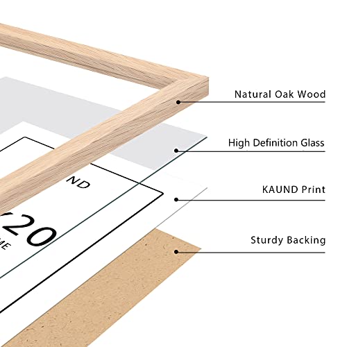 KAUND 12x16 Picture Frames, Oak Wood Photo Frames with High Definition Glass,Natural Poster Frame for Wall Art(C02-High Definition Glass, Medium