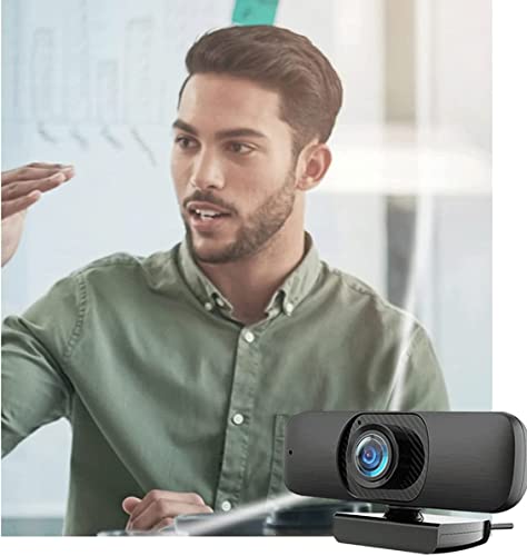 Computer Full HD Webcam, Streaming Autofocus Webcams with Privacy Cover and Flexible Rotatable Clip Webcam for Recording, Calling, Works with Laptop