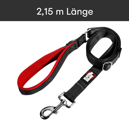 Black Rhino β Dog Leash Adjustable Length (3-5 Feet) with Soft Neoprene Padded Handle | Heavy Duty Lead for Easy Control | Small Medium Large Breeds | Reflective Stitching (Red/Black)
