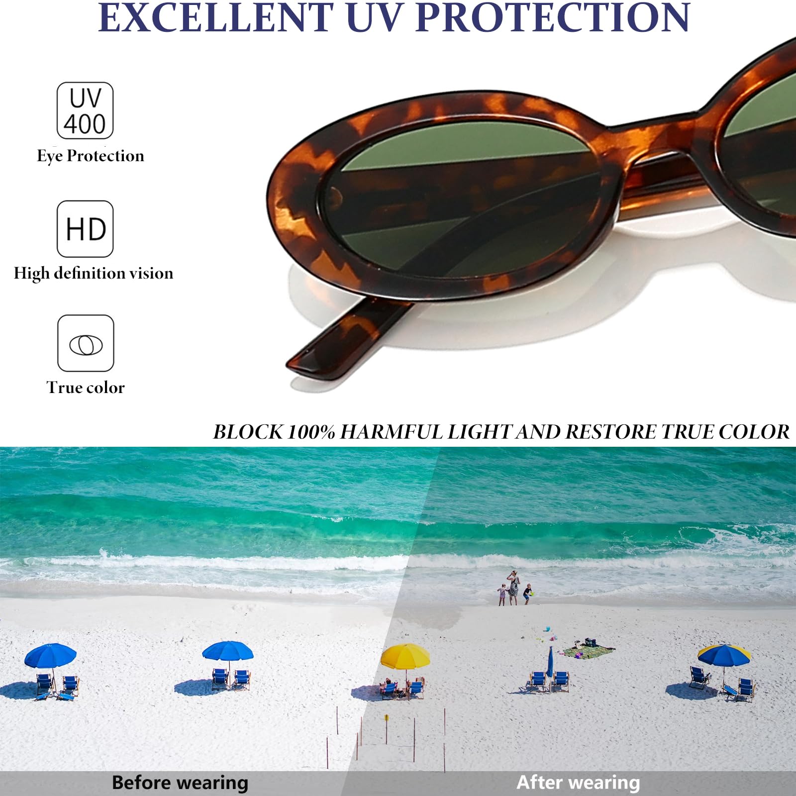 BRMHDY Retro Oval Sunglasses for Women 90s Vintage Womens Tiny Small Oval Glasses Fashion Black Cat Eye Shades (Leopard/G15)