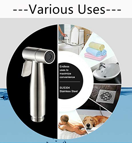 Handheld Bidet Sprayer Stainless Steel Sprayer Shattaf for Toilet, Brushed Nickel Bathroom Bidet Sprayer Head Only (01)