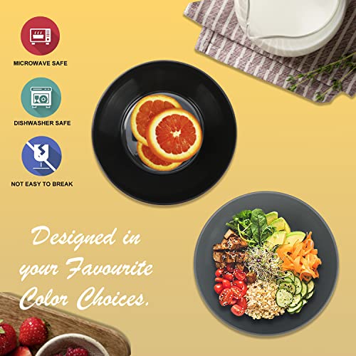 Wheat Straw Bowl Sets,6 PCS Unbreakable Cereal Bowl 36 OZ,Microwave and Dishwasher Safe Bowls,Soup Bowl Sets BPA Free Eco Friendly Bowl for Serving Soup,Oatmeal and Salad (Black Grey)