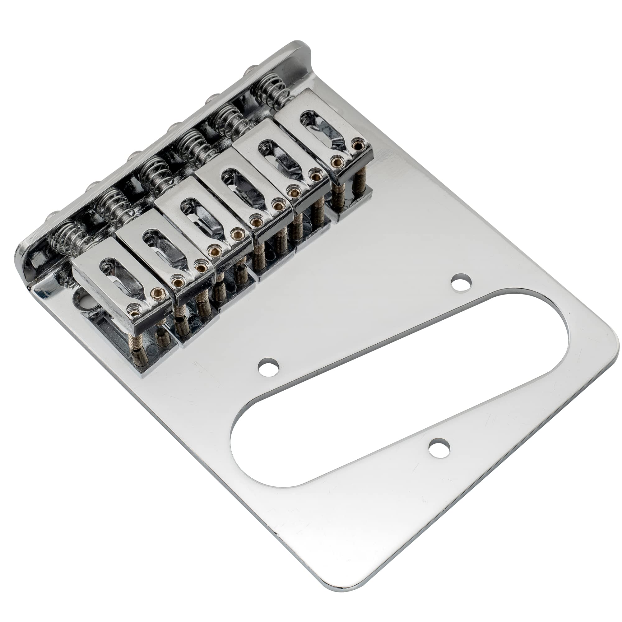 Musiclily Modern Guitar Telecaster Bridge Assembly with 6 Saddles for Fender Tele Style Electric Guitar Replacement, Chrome