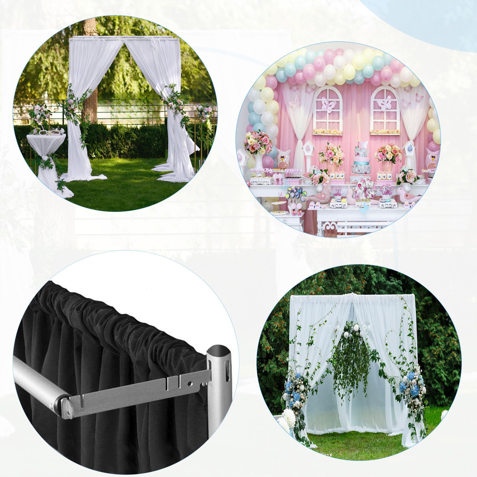 DBREAKS 3'' Double Crossbar Hanger Backdrop, 8Pcs Crossbar Valance Hangers for Pipe and Drape Stand, Wedding Double Backdrop Stand