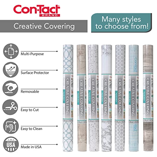 Con-Tact Brand Creative Covering, 09F-C9W63-12, Adhesive Vinyl Shelf Liner and Drawer Liner, Marcel, 18'' x 9'