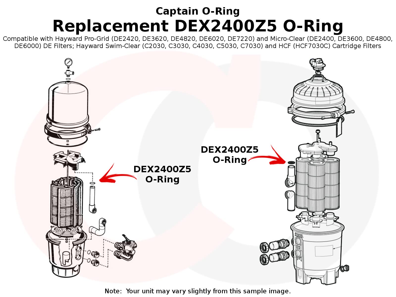 Captain O-Ring β Replacement DEX2400Z5 O-Ring for Hayward Outlet Elbow for Micro-Clear, Pro-Grid DE Filters and Swim-Clear, HCF Cartridge Filters (3 Pack)
